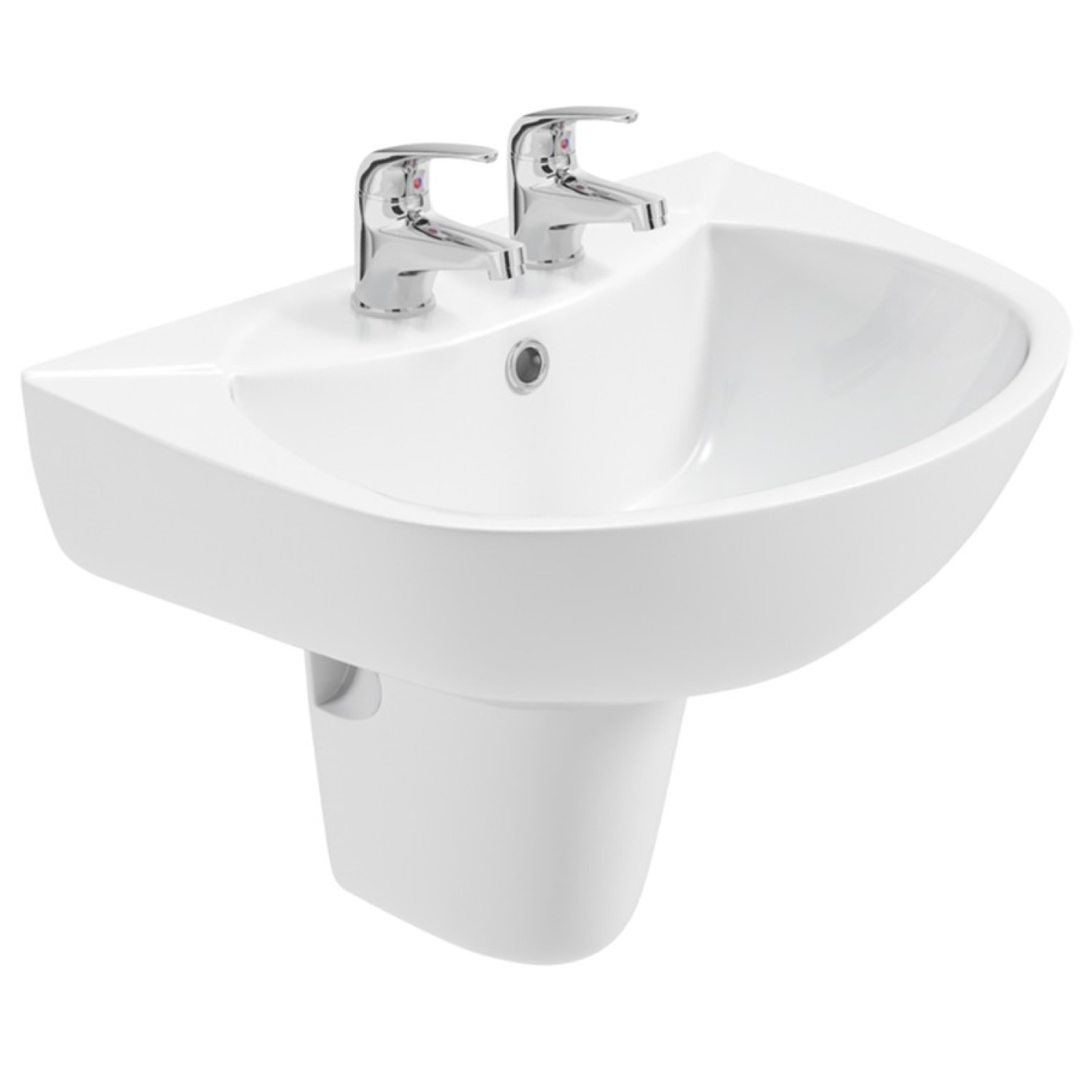 STRATA 50cm Basin & Semi Pedestal 2TH - PIVO BATHROOMS